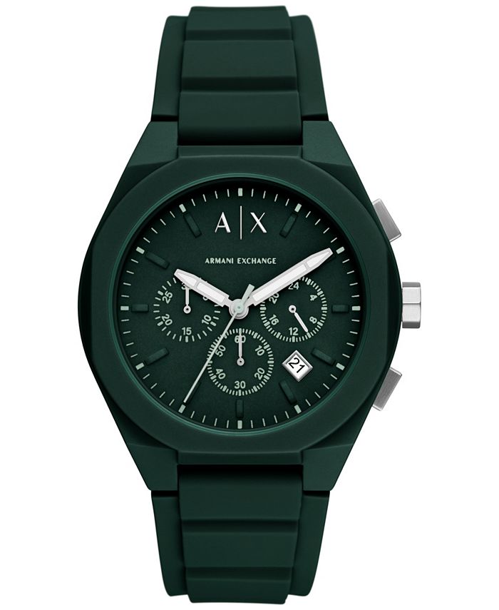 A|X Armani Exchange Men's Rafael Chronograph Green Silicone Watch 44mm ...
