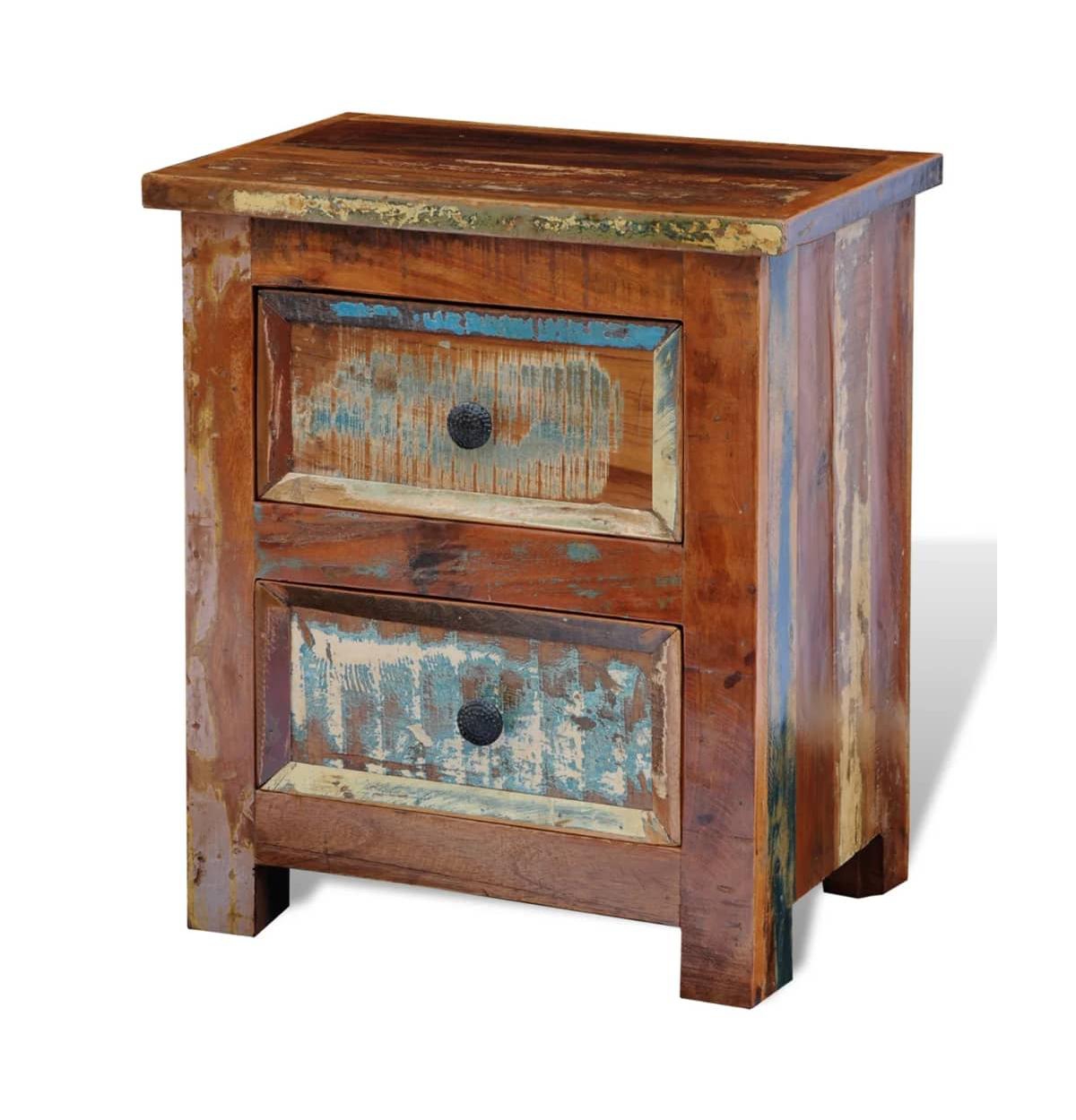 Click here for Nightstand with 2 Drawers Solid Reclaimed Wood - B... prices