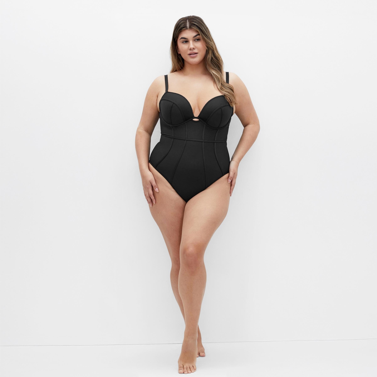 Click here for City Chic Plus Size Grenada Underwire 1 Piece - Bl... prices