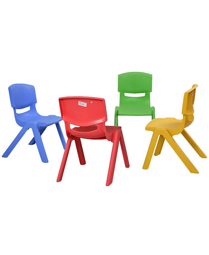 Costway Set of 4 Kids Plastic Chairs Stackable Play and Learn Furniture ...