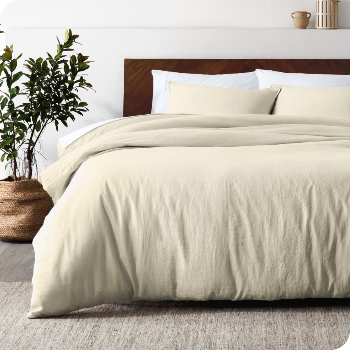 Click here for Bare Home Linen Queen Duvet Cover Set - Natural prices