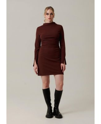 NANA'S Women's Long sleeve & comfortable mini dress with pleated ...