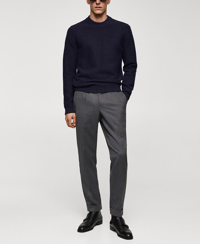 MANGO Men's Ribbed Details Knitted Sweater - Macy's