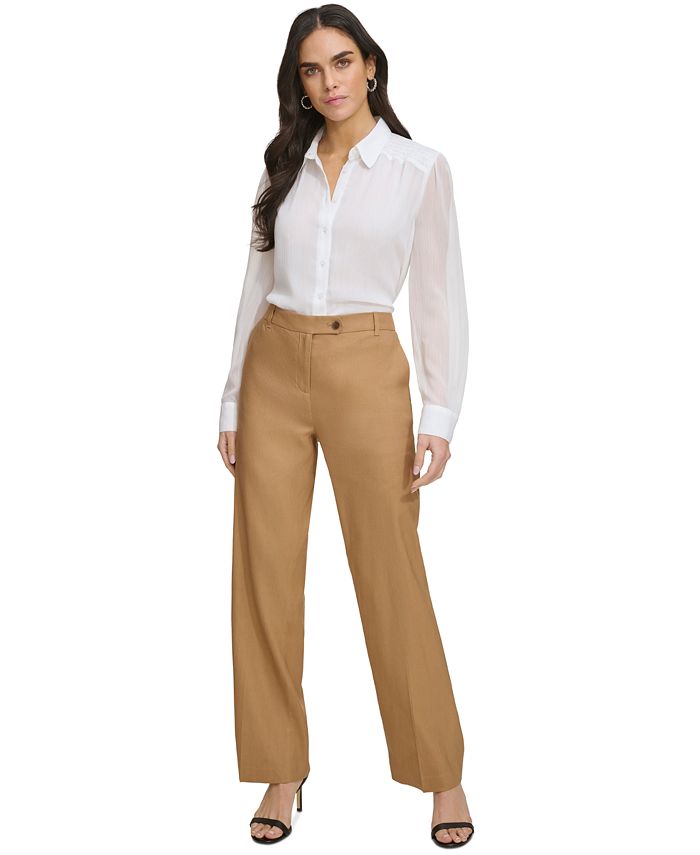 Calvin Klein Women's Extended Button Tab Pants - Macy's