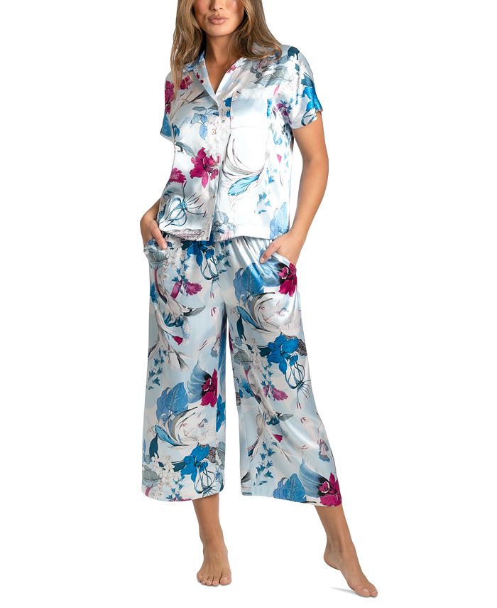 Linea Donatella Women's 2-Pc. Ayanna Cropped Satin Pajamas Set - Macy's