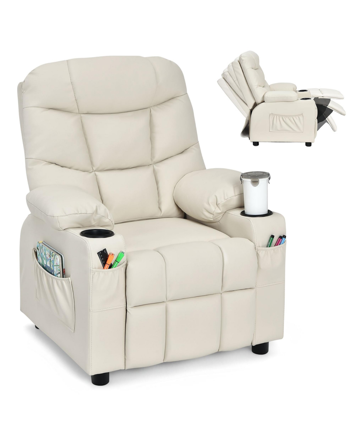 Click here for Kids Youth Recliner Chair Pu Leather w/Cup Holders... prices