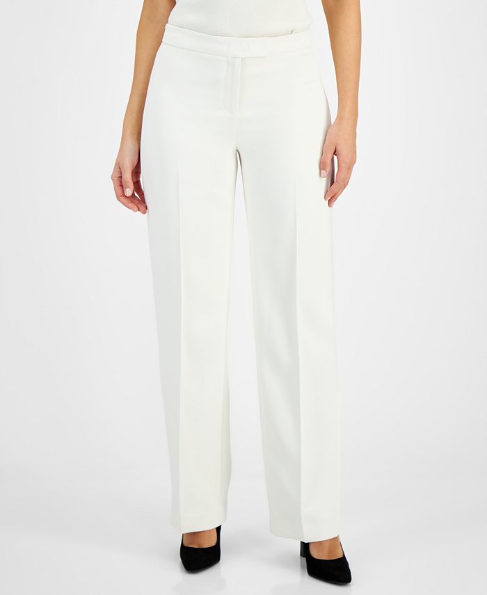 Anne Klein Women's Front-Fly Extended-Tab Mid Rise Pants - Macy's