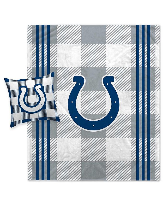 Pegasus Home Fashions Indianapolis Colts Gray Plaid Stripes Blanket and ...