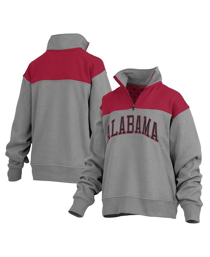 Pressbox Women's Gray Alabama Crimson Tide Avon Fleece Quarter-Zip ...