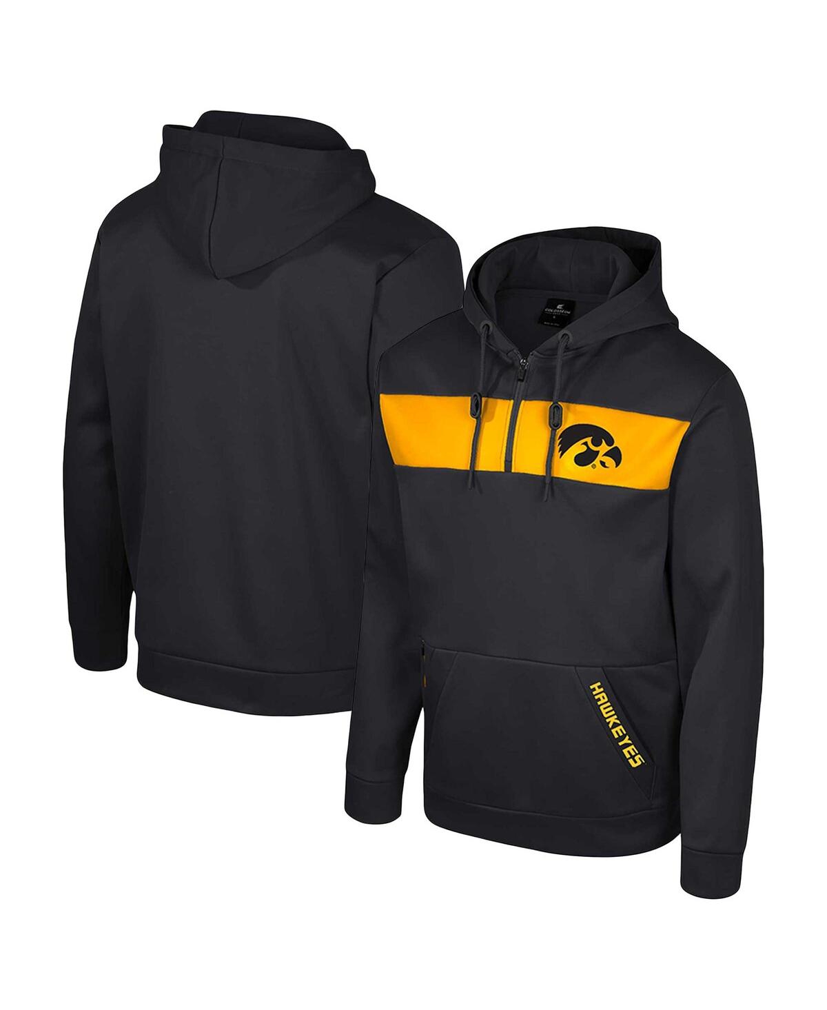 Click here for Mens Colosseum Black Iowa Hawkeyes Quarter-Zip Hoo... prices