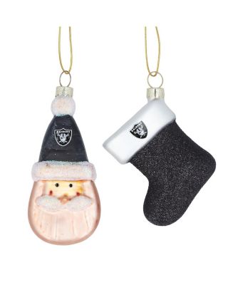 Las Vegas Raiders Two-Pack Santa and Stocking Blown Glass Ornament Set ...