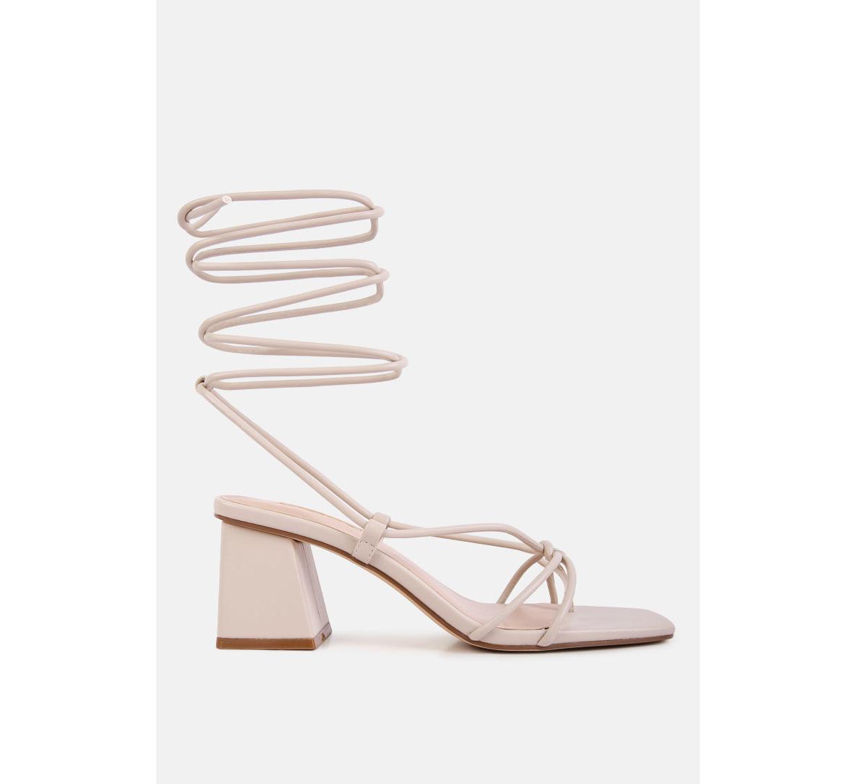 Click here for Womens Spruce Tie Up Block Heel Sandals - Beige prices