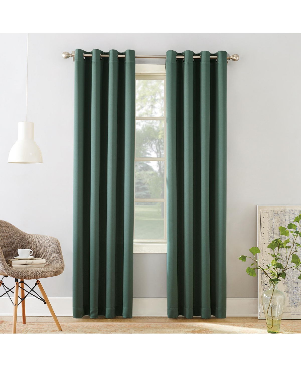 Click here for Grant Room Darkening Grommet Curtain Panel - Everg... prices