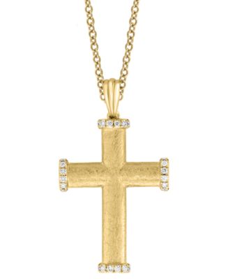 EFFY® Diamond Cross 18" Pendant Necklace (1/4 ct. t.w.) in 14k Gold ...
