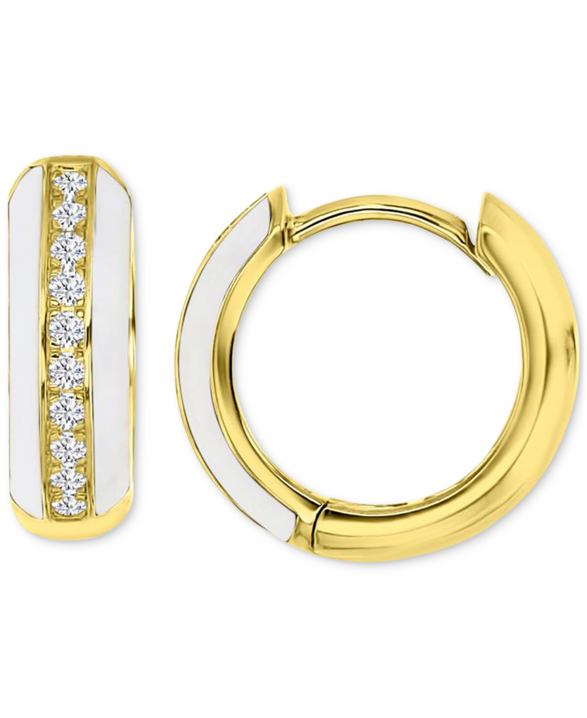 Click here for Cubic Zirconia & Enamel Polished Small Hoop Earrin... prices
