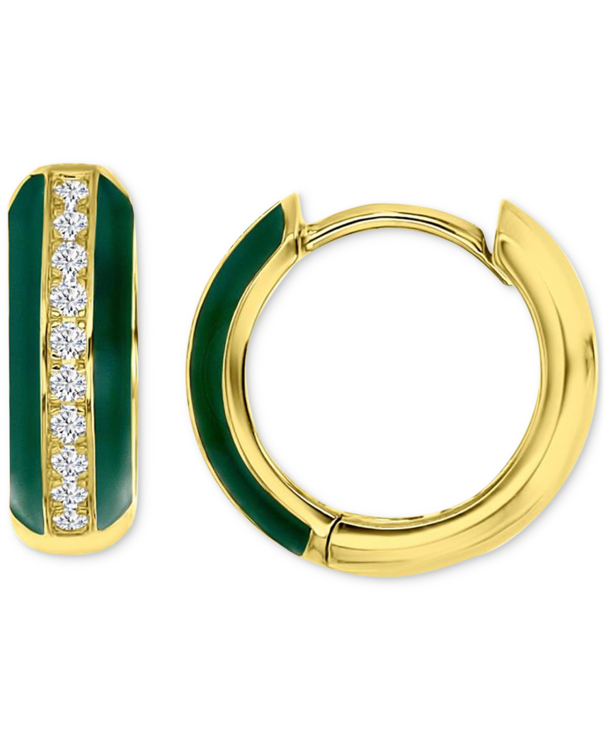 Click here for Cubic Zirconia & Enamel Polished Small Hoop Earrin... prices