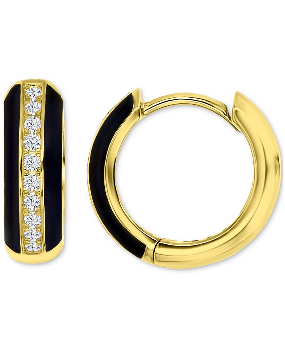 Click here for Cubic Zirconia & Enamel Polished Small Hoop Earrin... prices