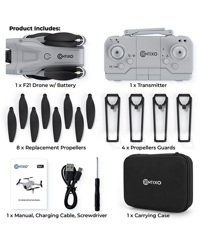 Contixo F21 Drone with 1080P Camera — Brushless Motor, RC Foldable Quad ...