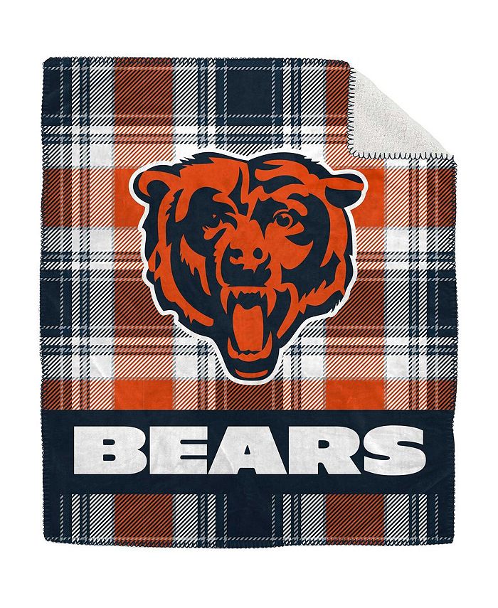 Pegasus Home Fashions Chicago Bears 50" x 60" Plaid Flannel Sherpa ...