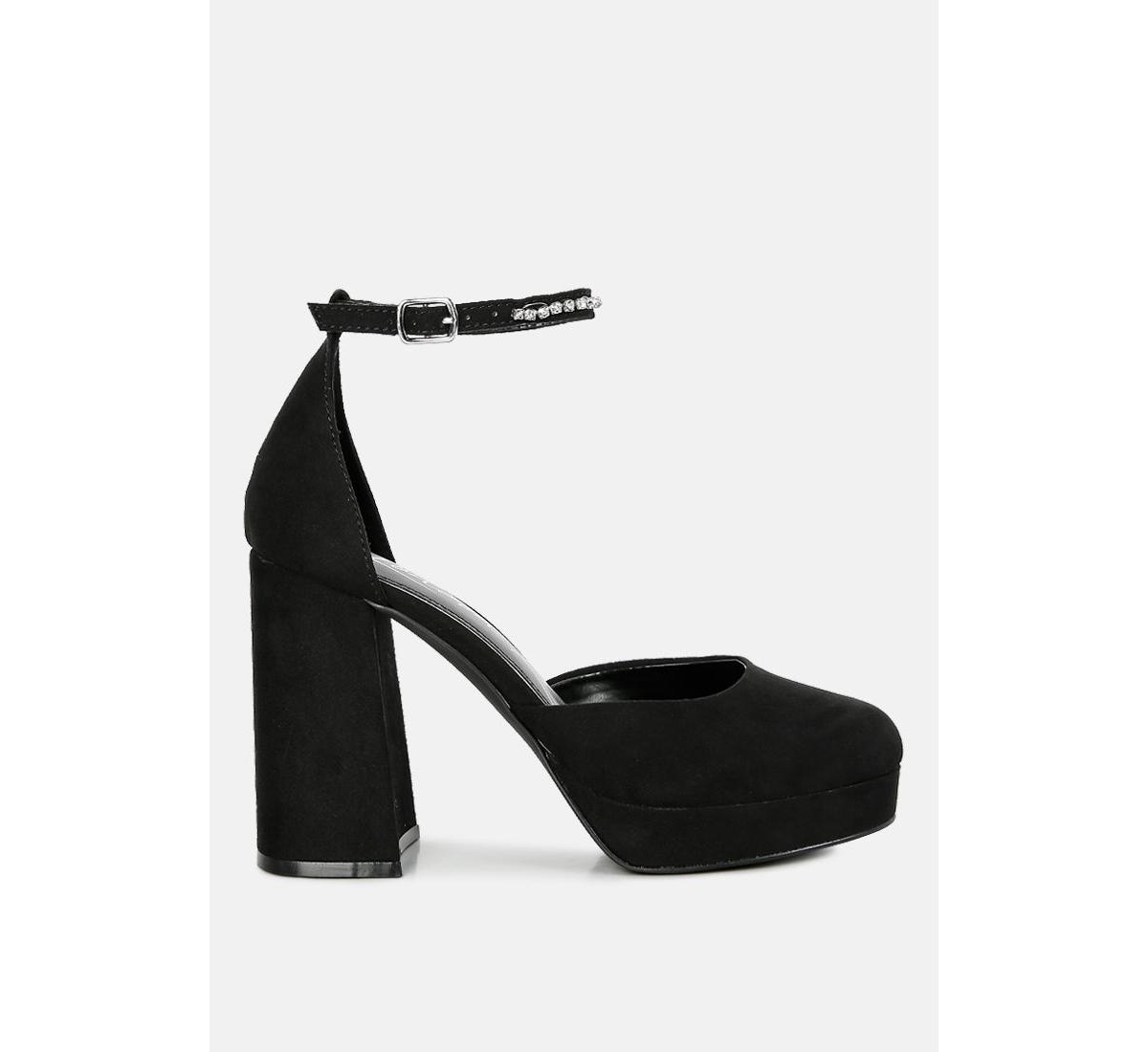 Click here for Womens Hettie Rhinestone Detail Ankle Strap Platfo... prices