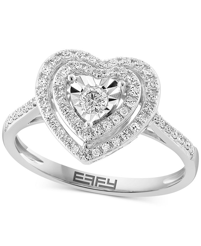 EFFY Collection EFFY® Diamond Halo Heart Ring (1/3 ct. t.w.) in 14k ...