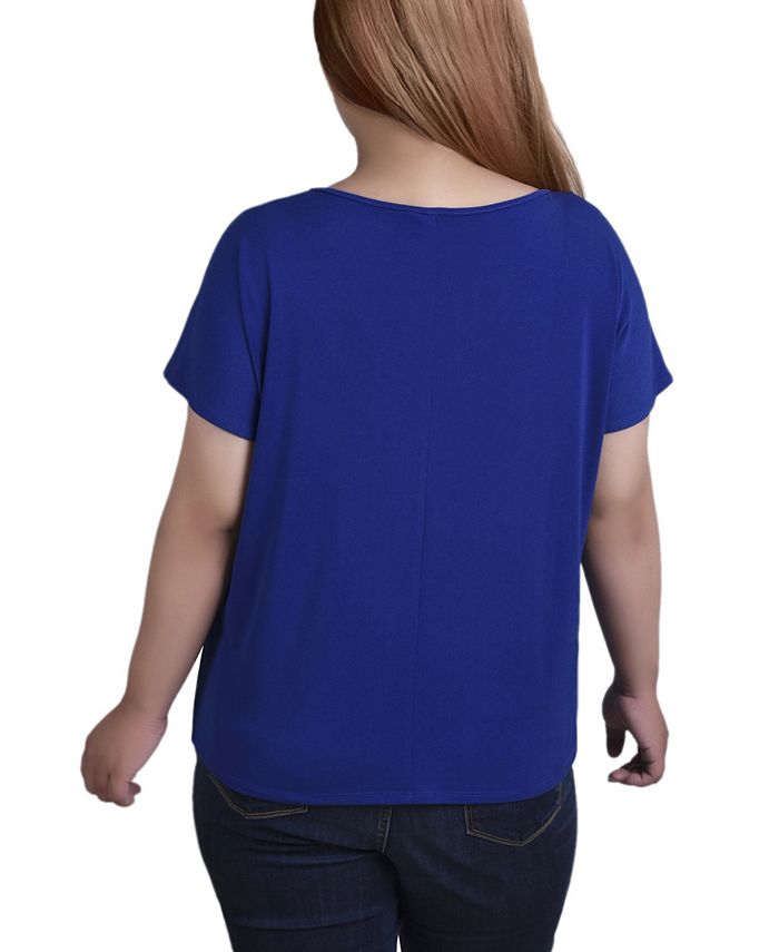 Ny Collection Plus Size Short Sleeve Top With Cutouts And Hardware Macys