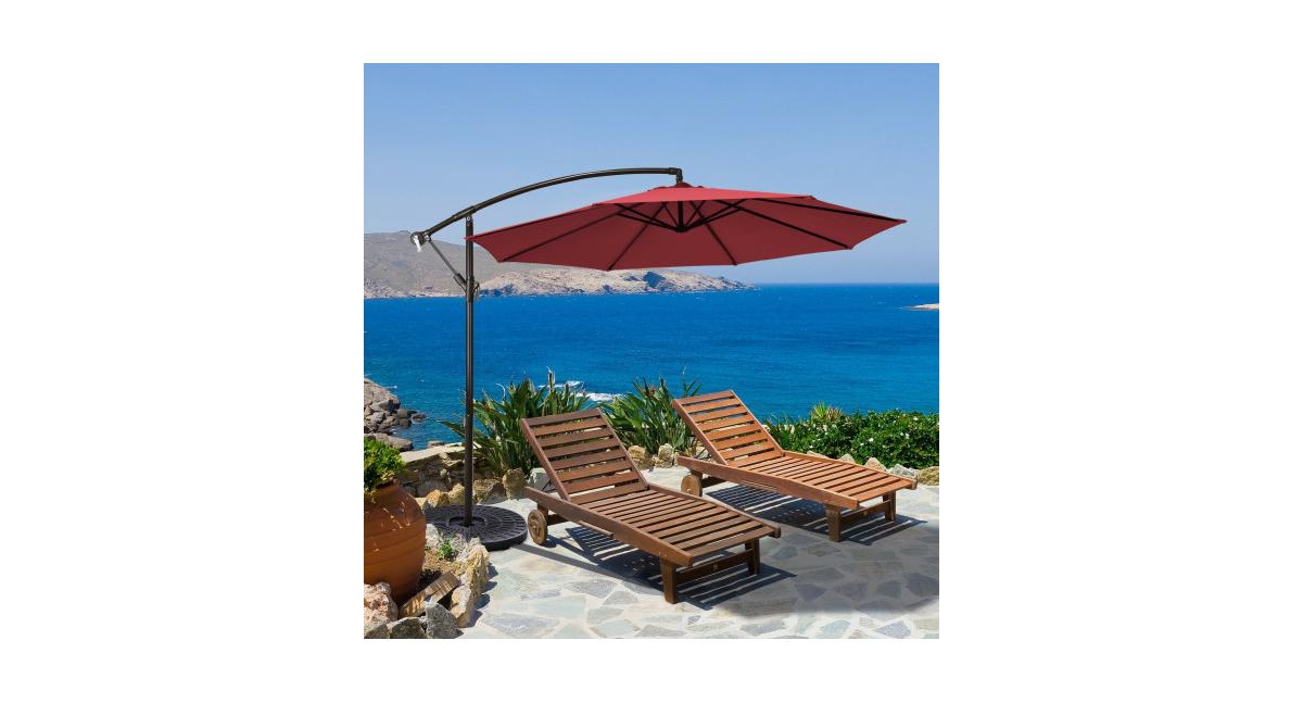 Click here for 10 Feet Patio Offset Hanging Umbrella with Easy Ti... prices