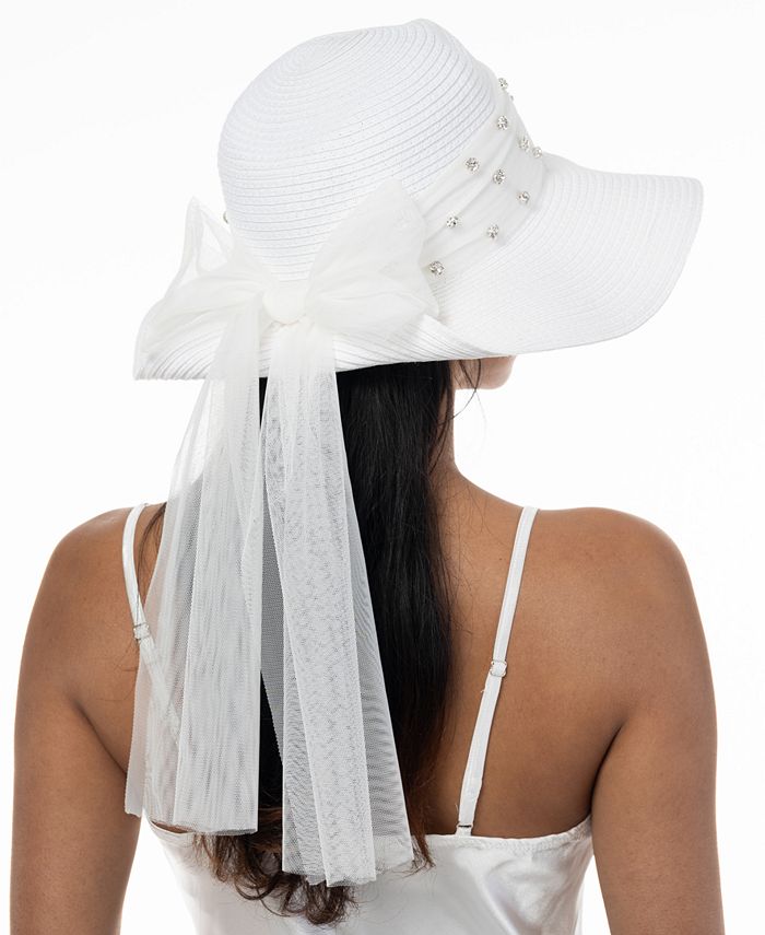 Bellissima Millinery Collection Women's Rhinestone Bow Panama Hat - Macy's