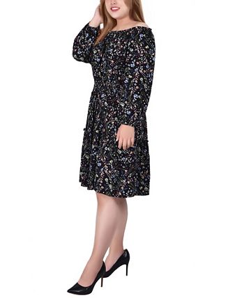 NY Collection Plus Size Long Sleeve Dress - Macy's