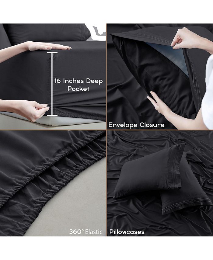 LDC Lux Decor Collection Lux Decor Collection 6 Piece Solid Bed Sheets ...