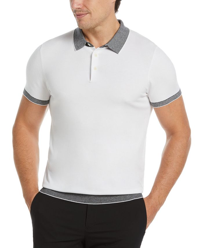 Perry Ellis Men's Tech Knit Short Sleeve Polo Sweater - Macy's