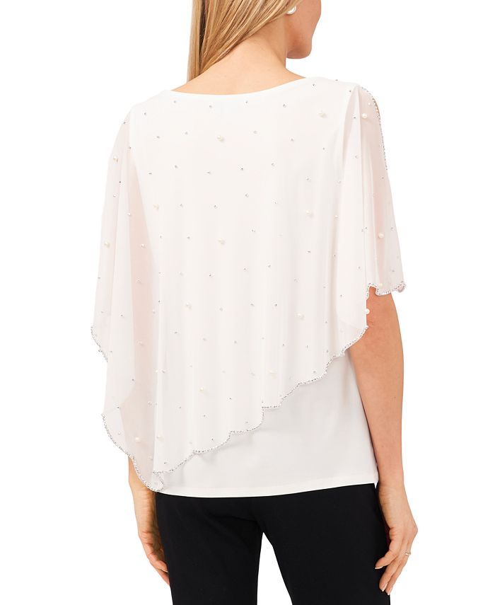MSK Petite Embellished-Overlay Top - Macy's
