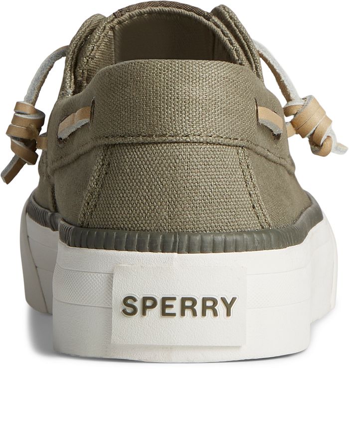 Sperry Women's Sea cycled Bahama 3.0 Platform Textile Green Boat Shoe ...