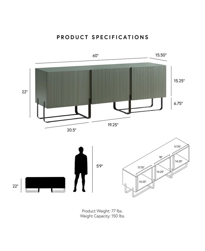 Furniture of America 60" MDF Milo Modern Composite Three Cabinet TV ...