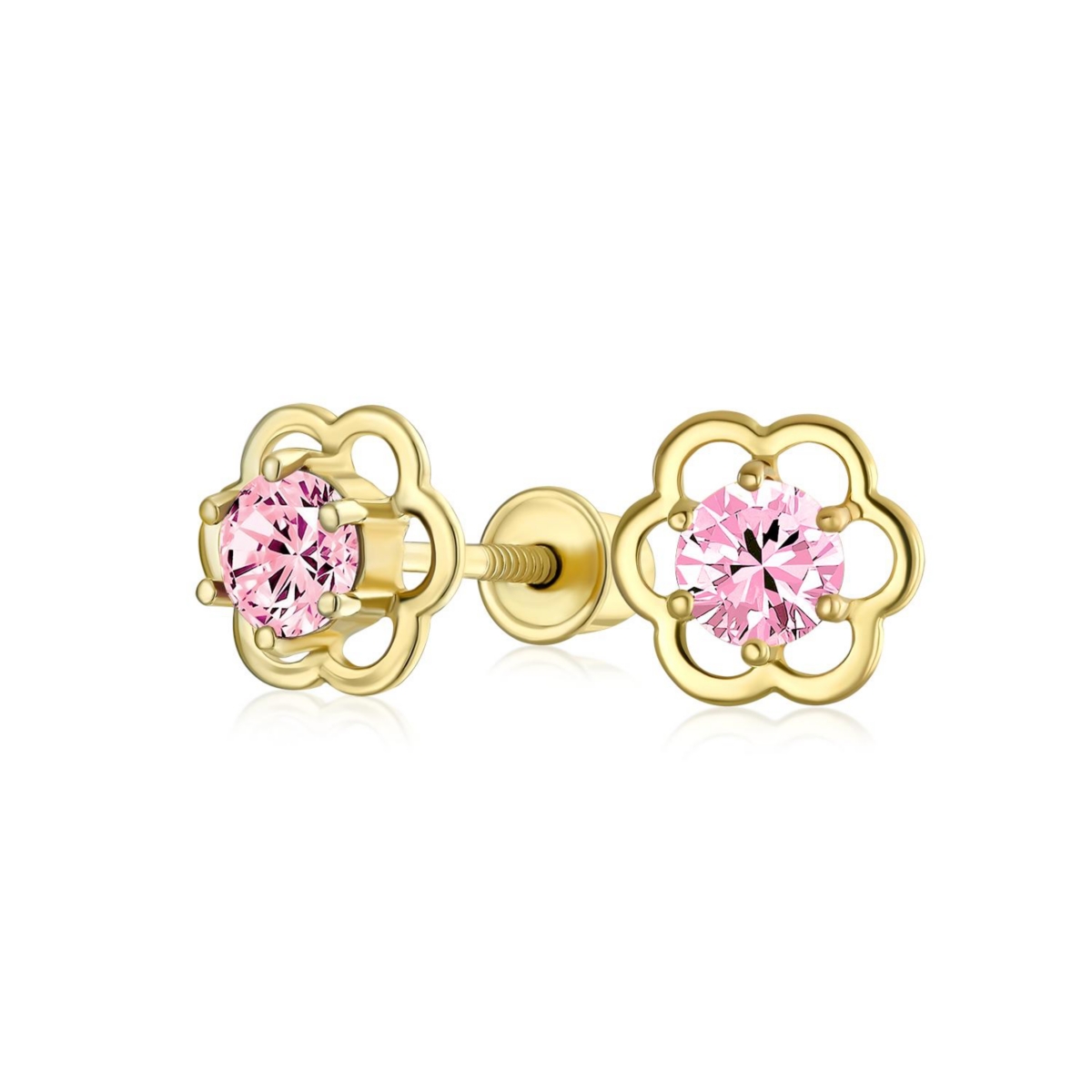 Click here for Minimalist Tiny Pink Cz Open Flower Stud Earrings... prices