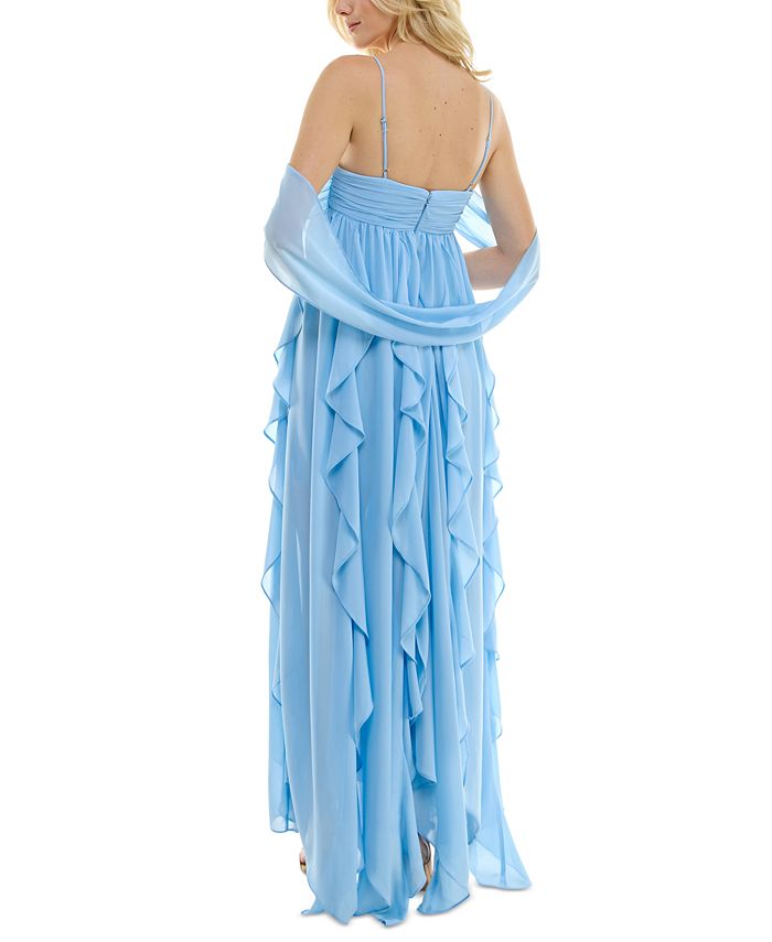 Taylor Women's Ruffled Chiffon Bandeau-Neck Gown - Macy's