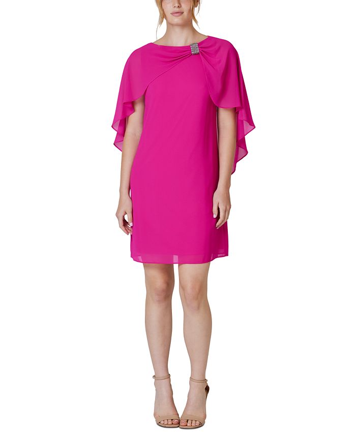Jessica Howard Petite Chiffon Capelet Dress - Macy's