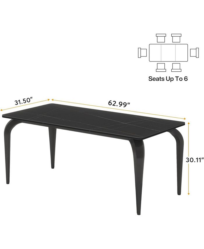Tribesigns Tribe signs Marble Dining Table, 63" Modern White Sintered ...