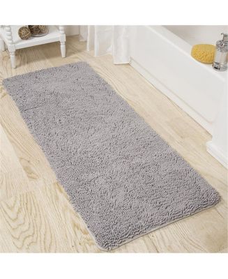 Lavish Home 2 by 5 ft. Memory Foam Shag Bath Mat, Grey - Macy's