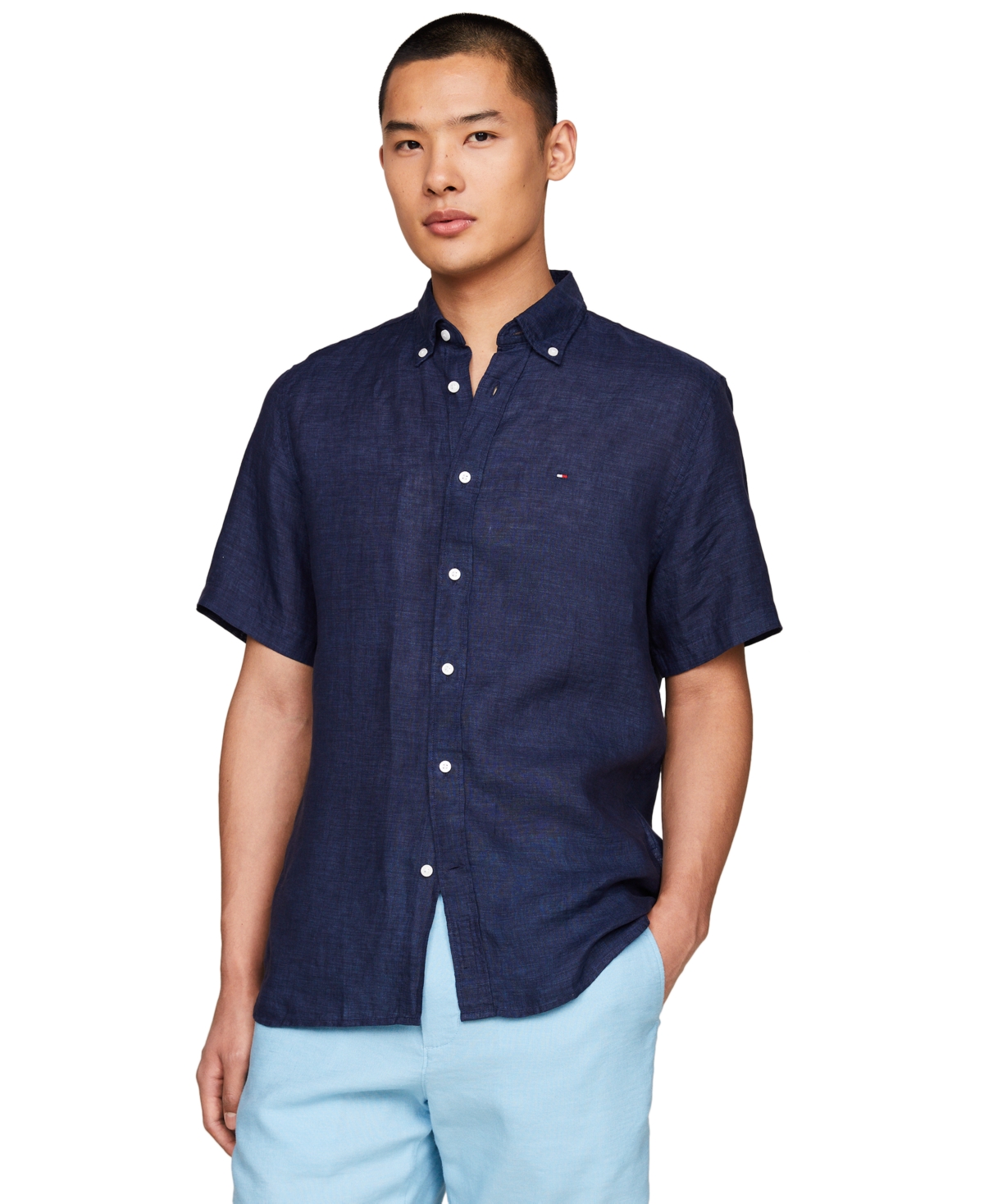 Click here for Tommy Hilfiger Mens Regular-Fit Linen Short-Sleeve... prices