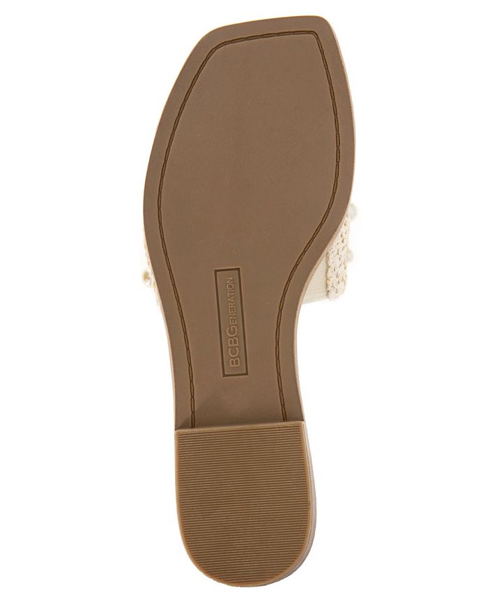 BCBGeneration Women's Lonnie Pearl Raffia Slide Flat Sandals - Macy's