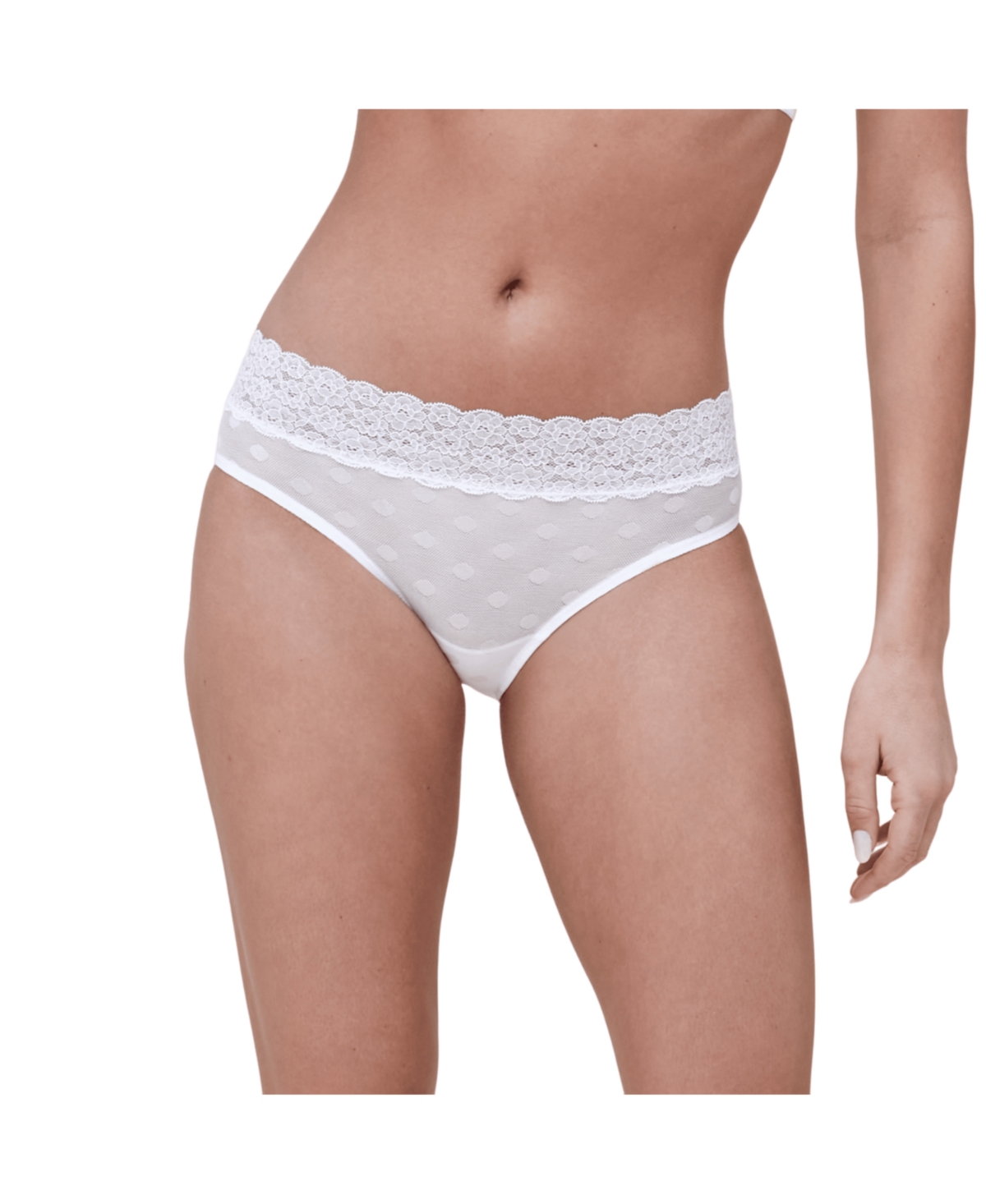 Click here for Womens Dare Dot Mesh Lace Hipster - White prices