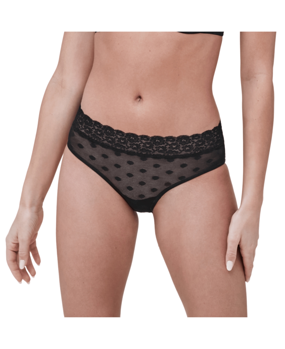 Click here for Womens Dare Dot Mesh Lace Hipster - Black prices