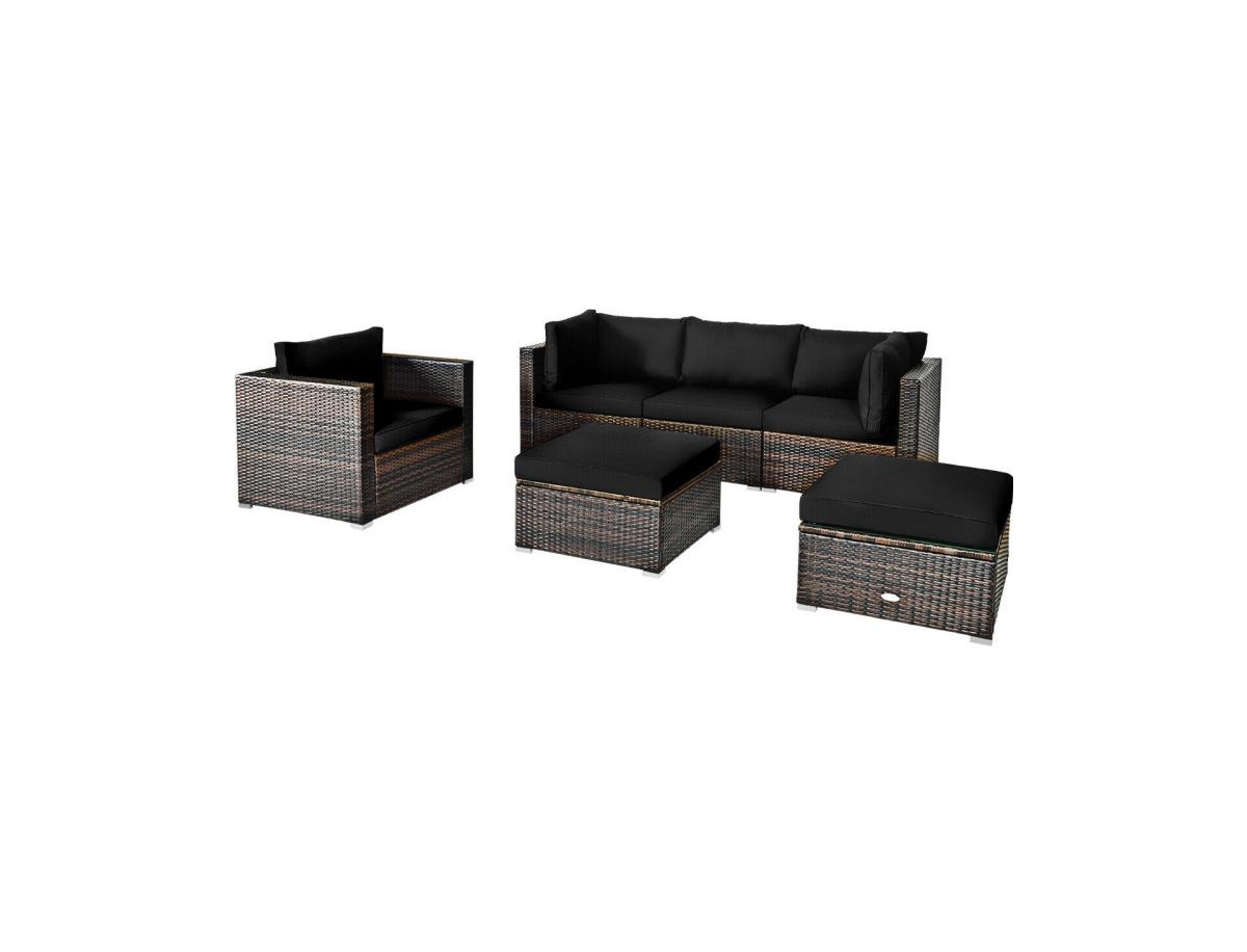 Click here for 6 Pieces Patio Rattan Furniture Set with Sectional... prices