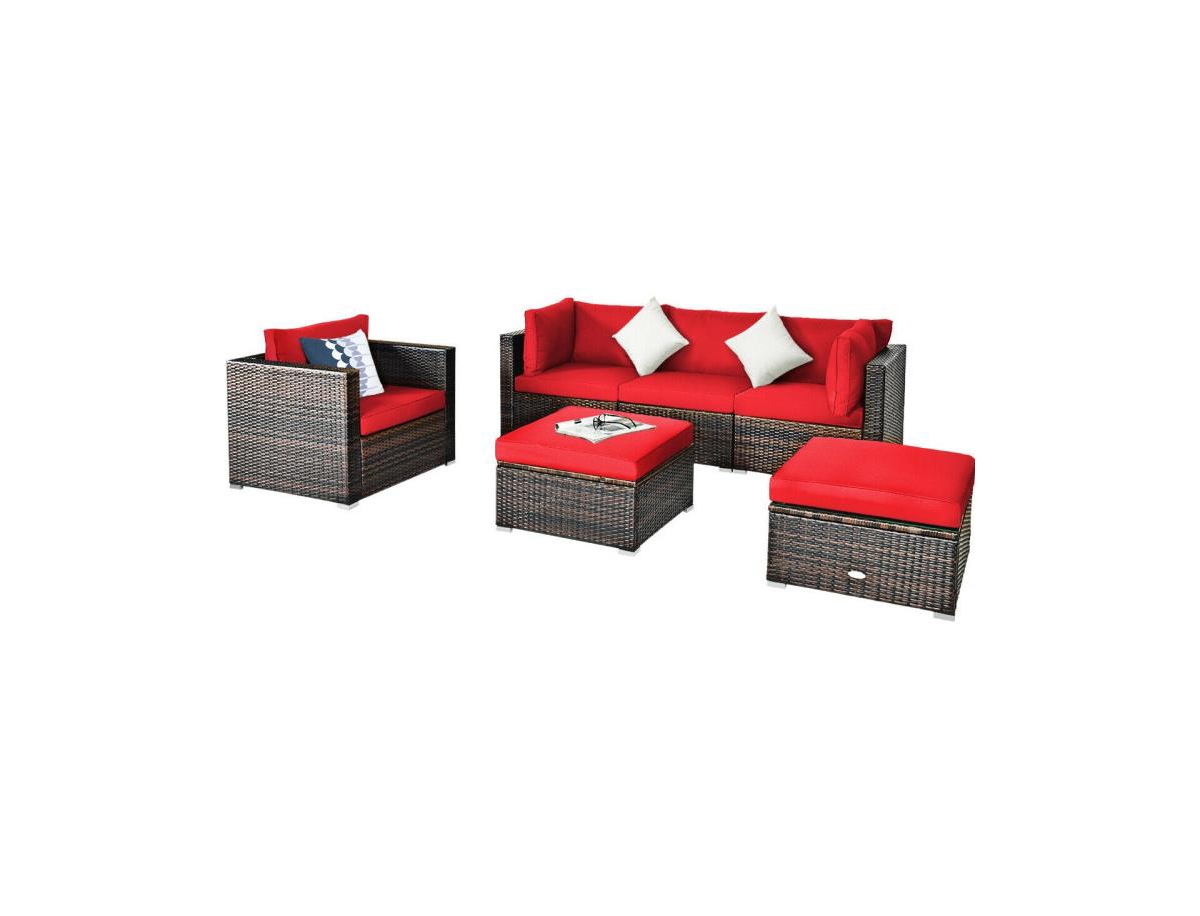 Click here for 6 Pieces Patio Rattan Furniture Set with Sectional... prices