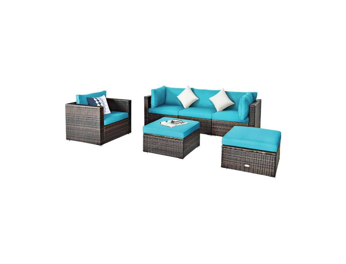 Click here for 6 Pieces Patio Rattan Furniture Set with Sectional... prices