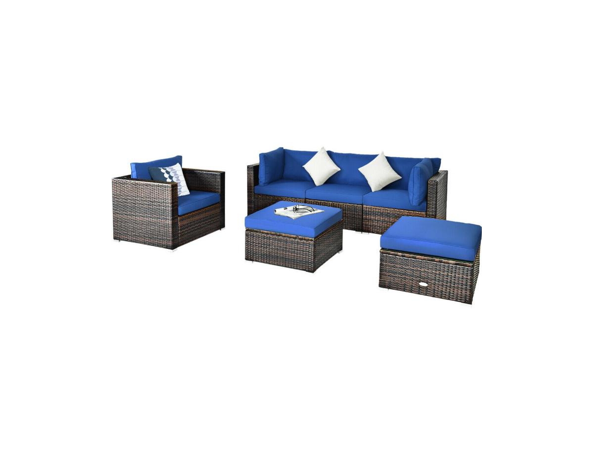 Click here for 6 Pieces Patio Rattan Furniture Set with Sectional... prices