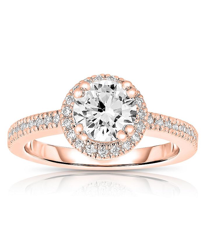 Genevive Sterling Silver 18K Rose Gold Plated Round-cut Cubic Zirconia ...