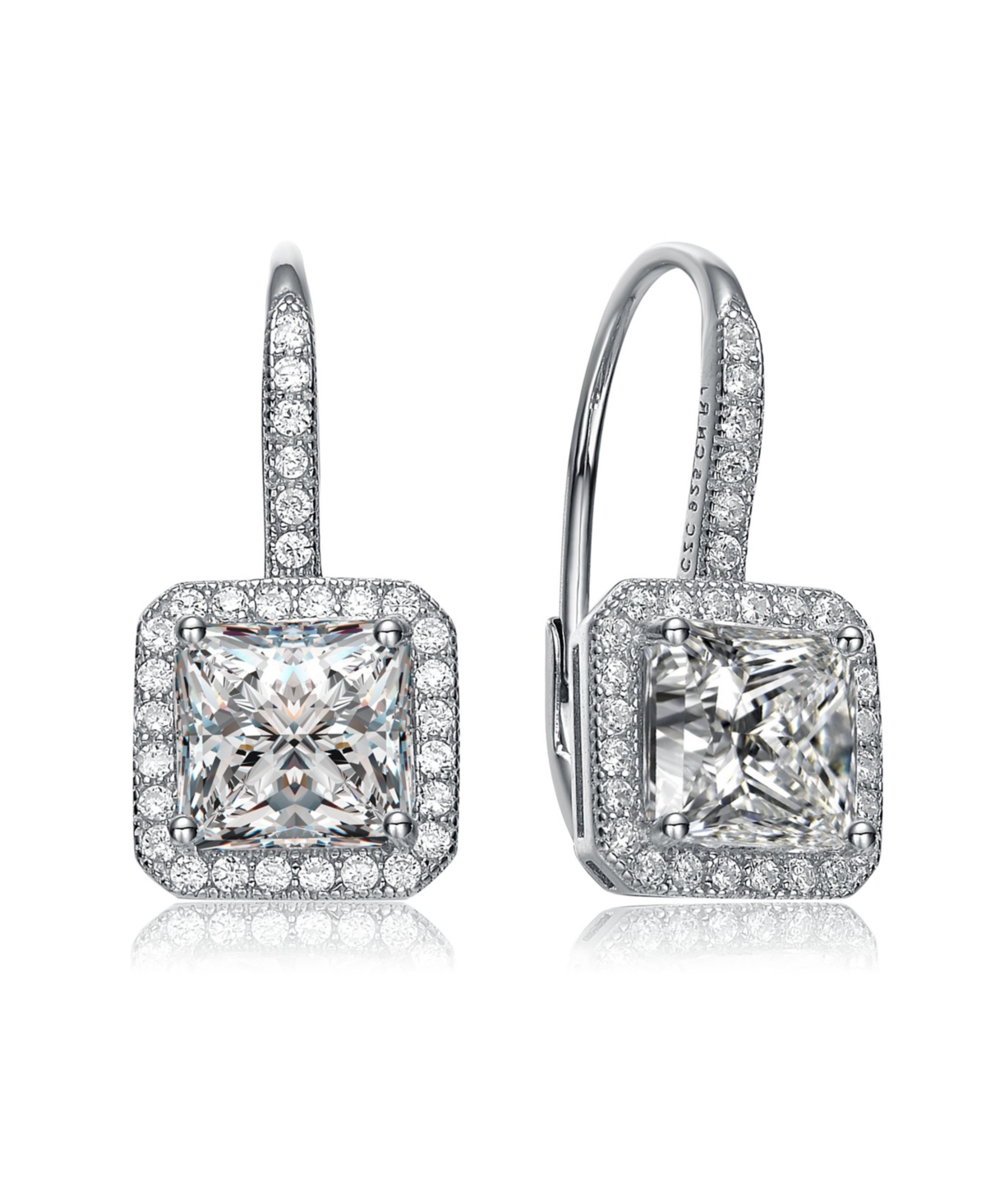 Click here for 14K Gold Plated Cubic Zirconia Halo Leverback Earr... prices