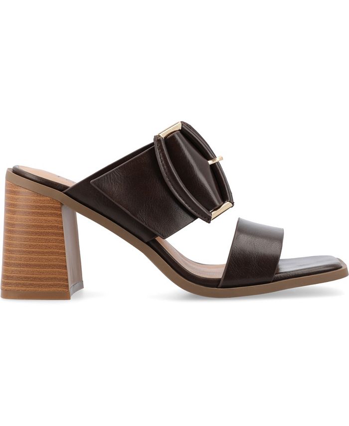 Journee Collection Women's Junie Double Strap Buckle Block Heel Sandals ...